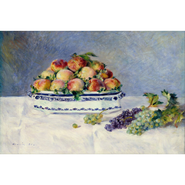 Rosalind Wheeler Leinwandbild Stillleben mit Pfirsichen und Weintrauben | Wayfair.de